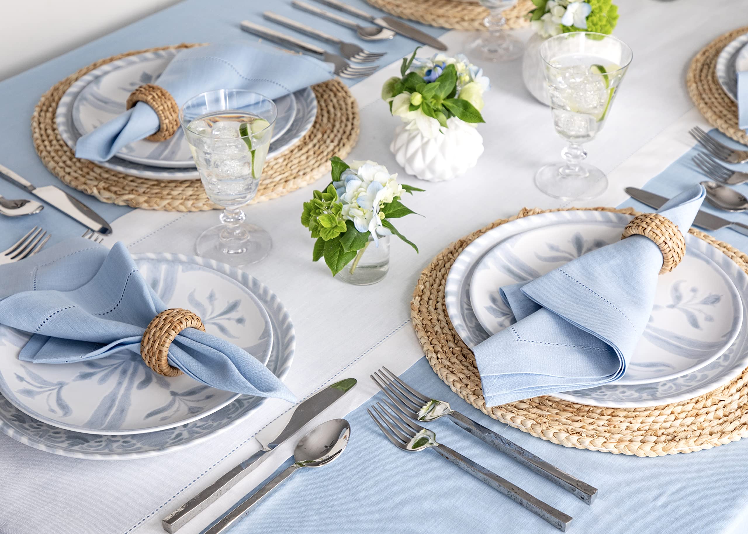 Solino Home White Linen Table Runner 54 inches – 100% Pure Linen 14 x 54 Inch Classic Hemstitch Table Runner – Small Coffee Farmhouse Table Runner for Spring, Summer, Indoor, Outdoor