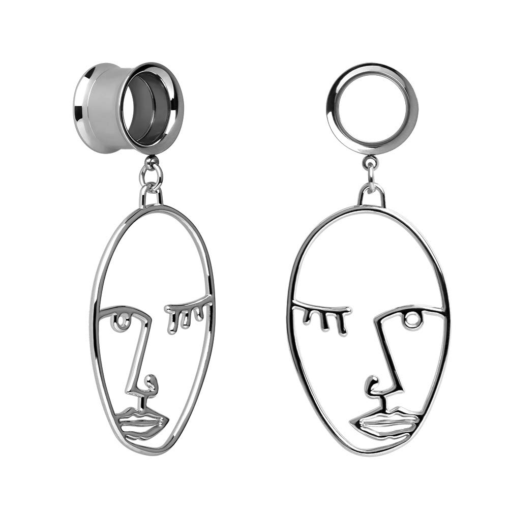 TBOSEN 2pcs Amazing Mask Dangle Plugs Unusual Dangle Gauges Tunnels For Ear 2g - 1 inch