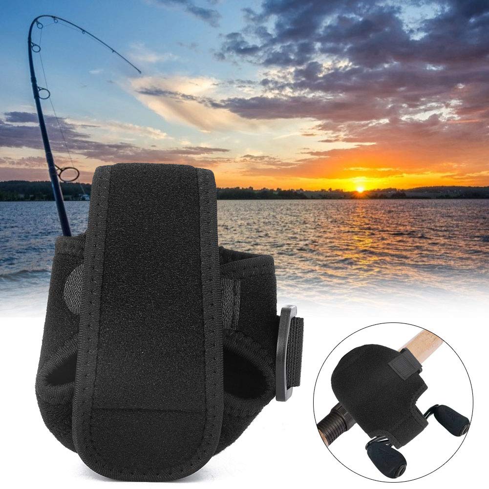 Yeuipea Fishing Wheel Bag, OK Cloth Black Lightweight Adjustable Fishing Wheel Bag Casting Reel Packet Tool Accessory(A)