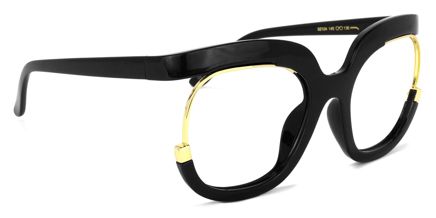 VOOGLAM Oversized Black Square Eyeglasses Glasses for Women with Clear Lens Fredia OX739865-03