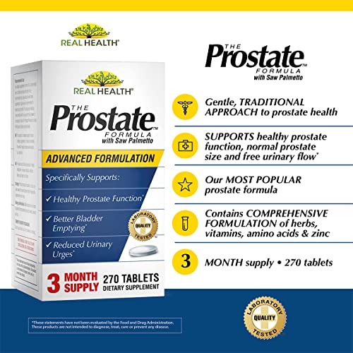 Real Health The Prostate Formula - Prostate Supplements for Men, Prostate Health, Prostate Relief, Saw Palmetto for Men, Prostate Vitamins - 270 Count