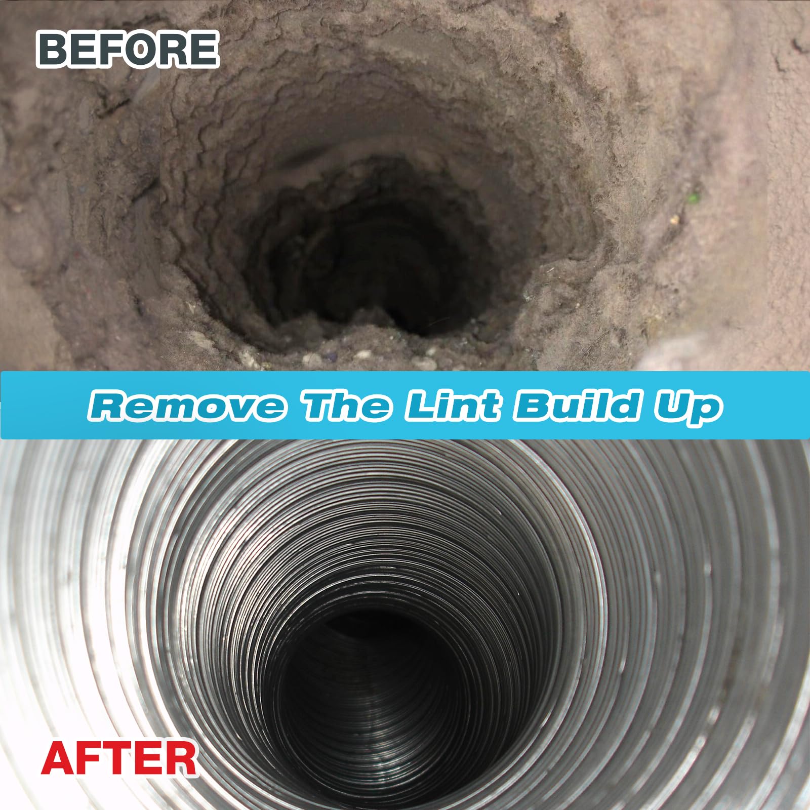 Sealegend 20 FEET Dryer Vent Cleaner Kit Double Synthetic Brush Head Upgraded Flexible Quick Snap Brush with Drill Attachment Extend Up to 20 FEET for Easy Cleaning Use with or Without a Power Drill