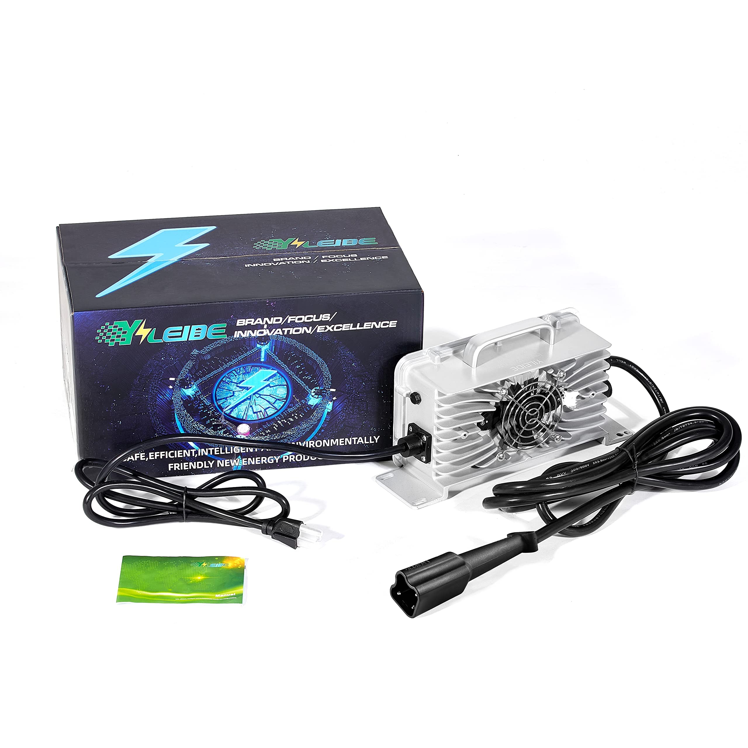 YILEIDE E1500W Seris 48V15A Golf cart Battery Charger with 3-pin Leaf Plug for 48V Yamaha Drive/G29 Golf carts