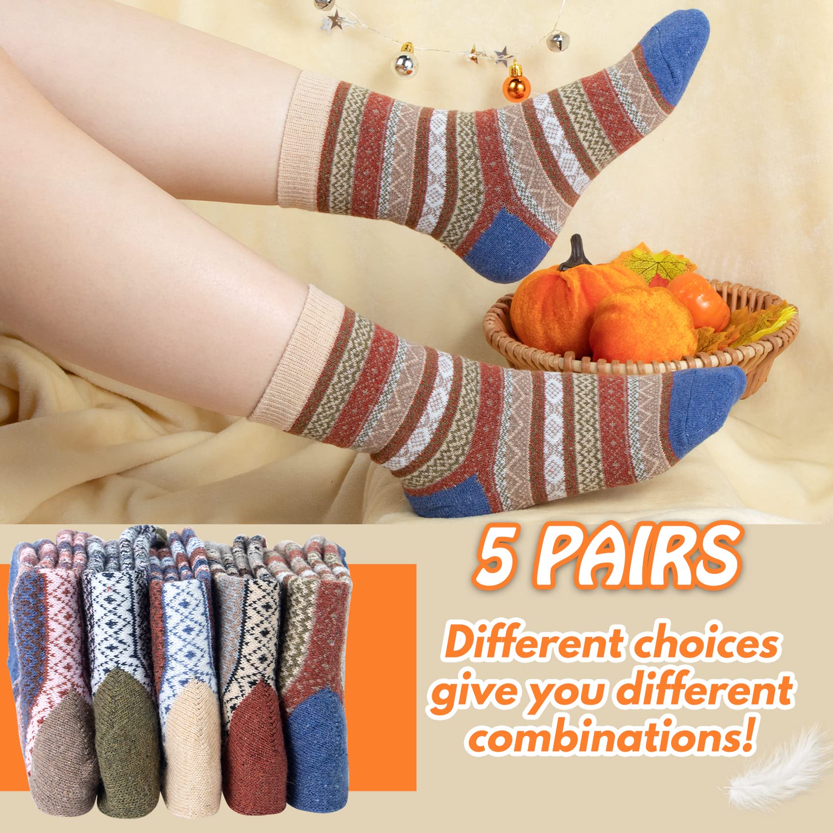 Womens Super Thick Wool Socks Winter Warm Soft Knit Comfy Cozy Crew Boot Socks Gifts, 3 Pack,Purple/pink/dark grey
