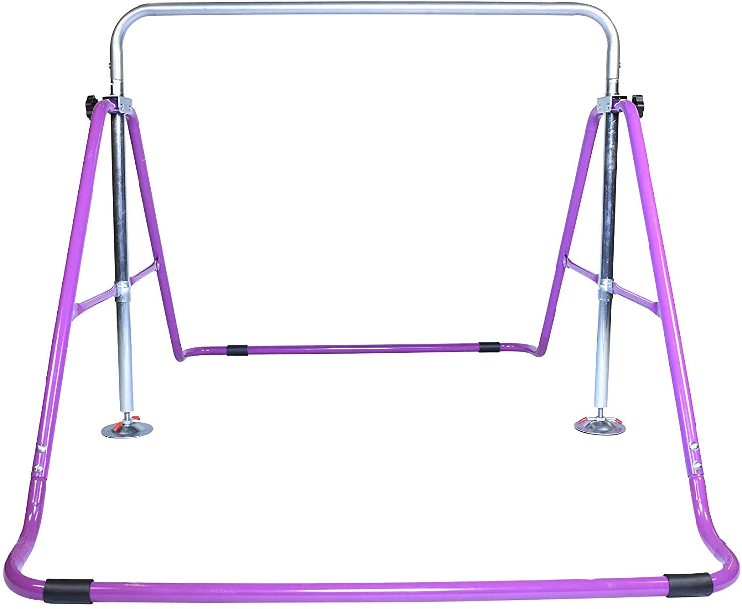 X Factor Kids Gymnastics Bar w 2x6 Tumble Mat Jungle Gym Horizontal Kip Bar Junior Training Height Adjustable Children Monkey Bars Folding Climb Tower Balance Bar Asymmetric Bar Playground (Purple)
