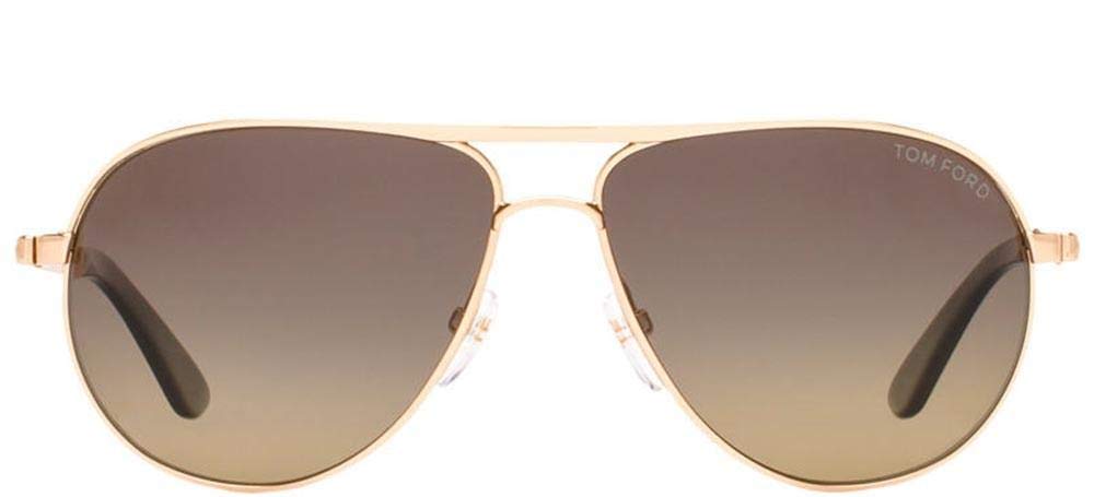 Tom Ford 0144 28D Silver 0144s Aviator Sunglasses Polarised Lens Category 3, Shiny Rose Gold, 58-13-140