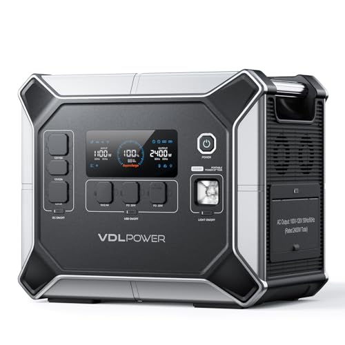 VDL 2400W Portable Power Station - 2048Wh LiFePO4 Battery Solar Generators for Home Backup, 2H Fast Charging, 6x AC Outlets(4800 Peak) Power Station for Outdoor Camping and RVs(Solar Panel Optional)