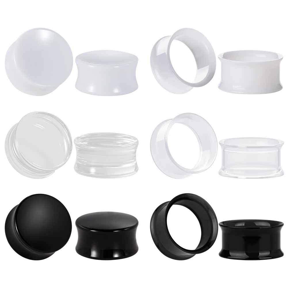 TBOSEN 6 Pairs Acrylic Ear Gauges Corlorful Ear Plugs Stretching Kit Double Flared Tunnels Sanddle Expander Set 2g - 1 inch
