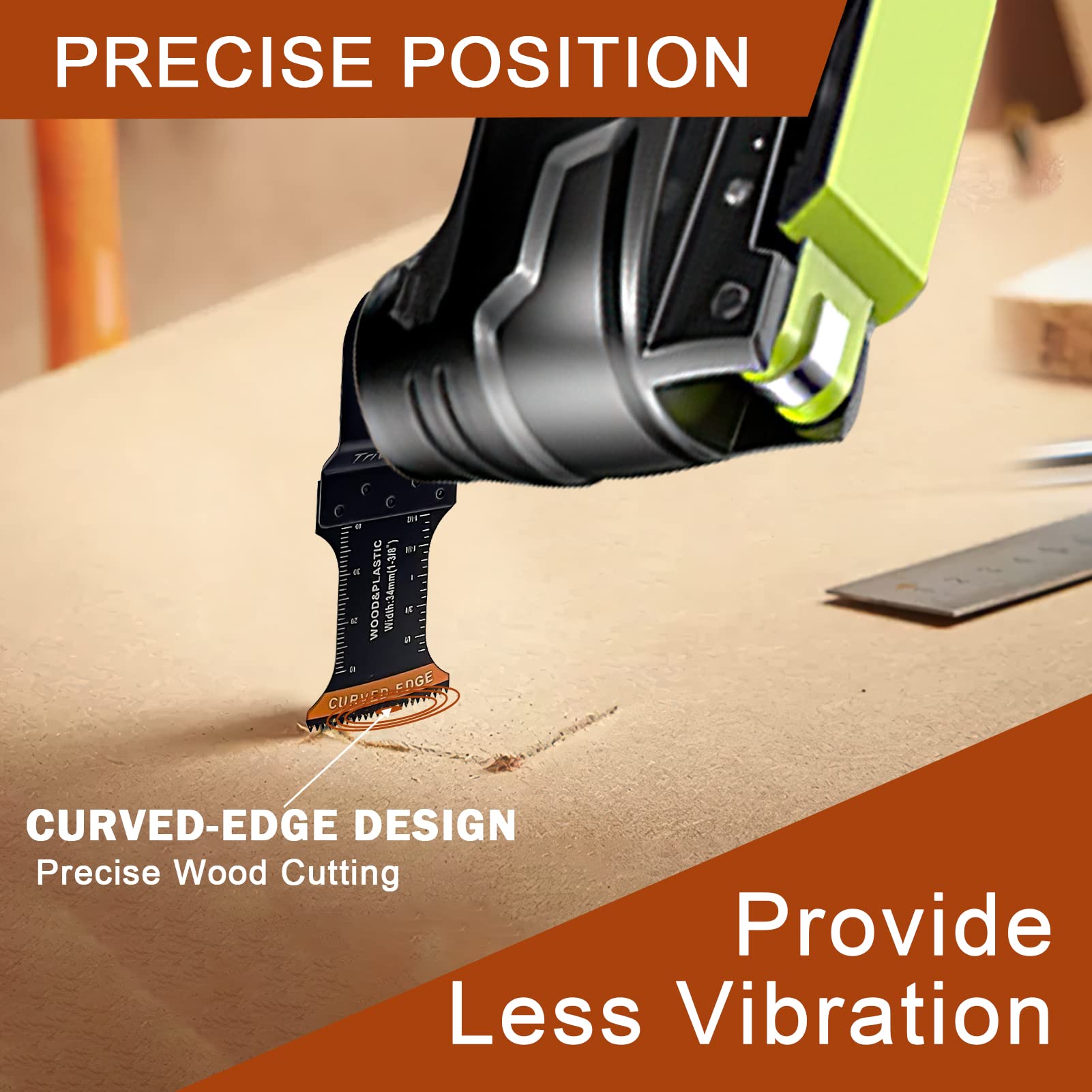 Trivd Frol 50Pcs Curved-Edge Oscillating Tool Blades Professional Universal Oscillating Saw Blades Wood Multitool Blades Compatible with Dewalt, Milwaukee, Makita, Ryobi, Rockwell, Bosch