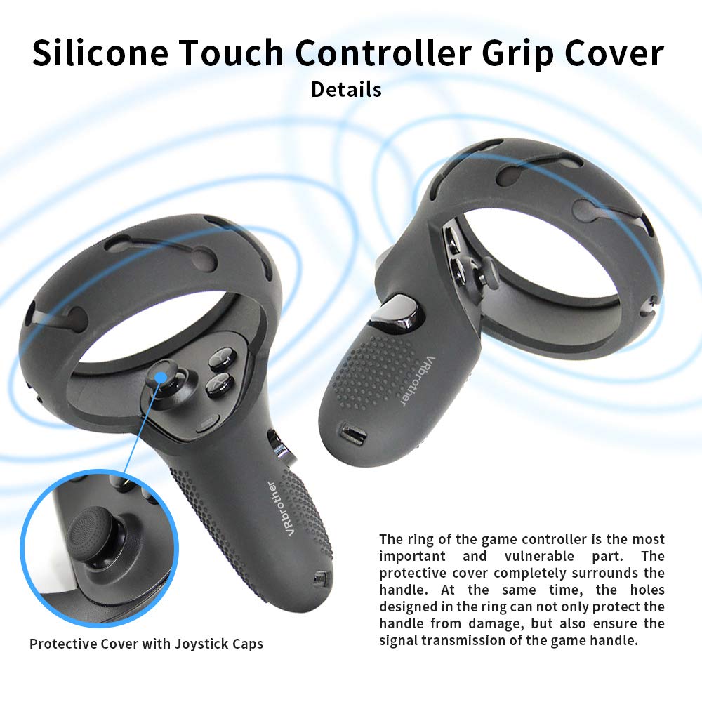 VRbrother Newer Version Controller Silicone CoverMask for Oculus Quest VR headset handle are reserved for infrared does not interfere with any of the functions comfort suit 8piece set