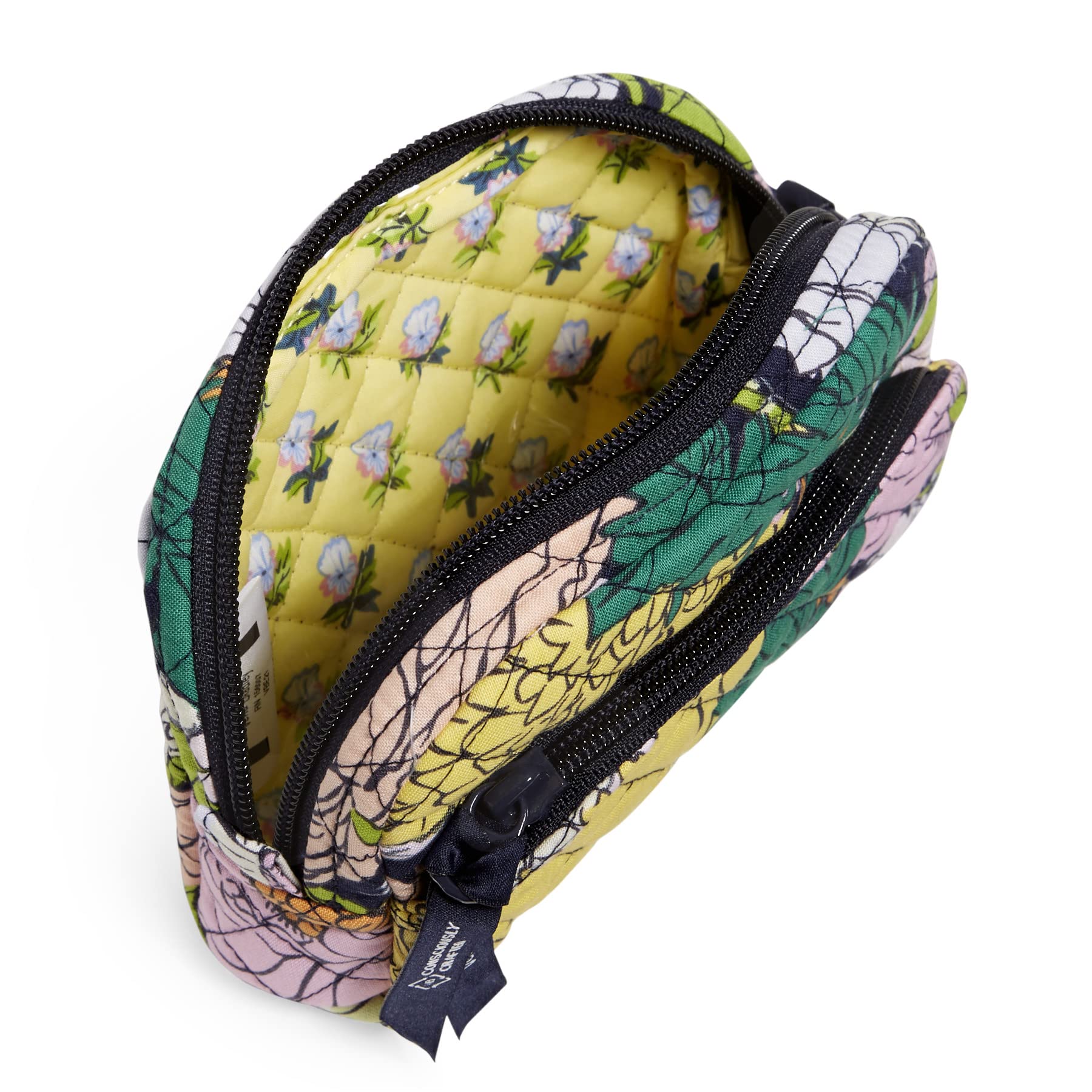 Vera Bradley Women's Cotton Mini Cosmetic Makeup Organizer Bag, Happy Blooms, One Size