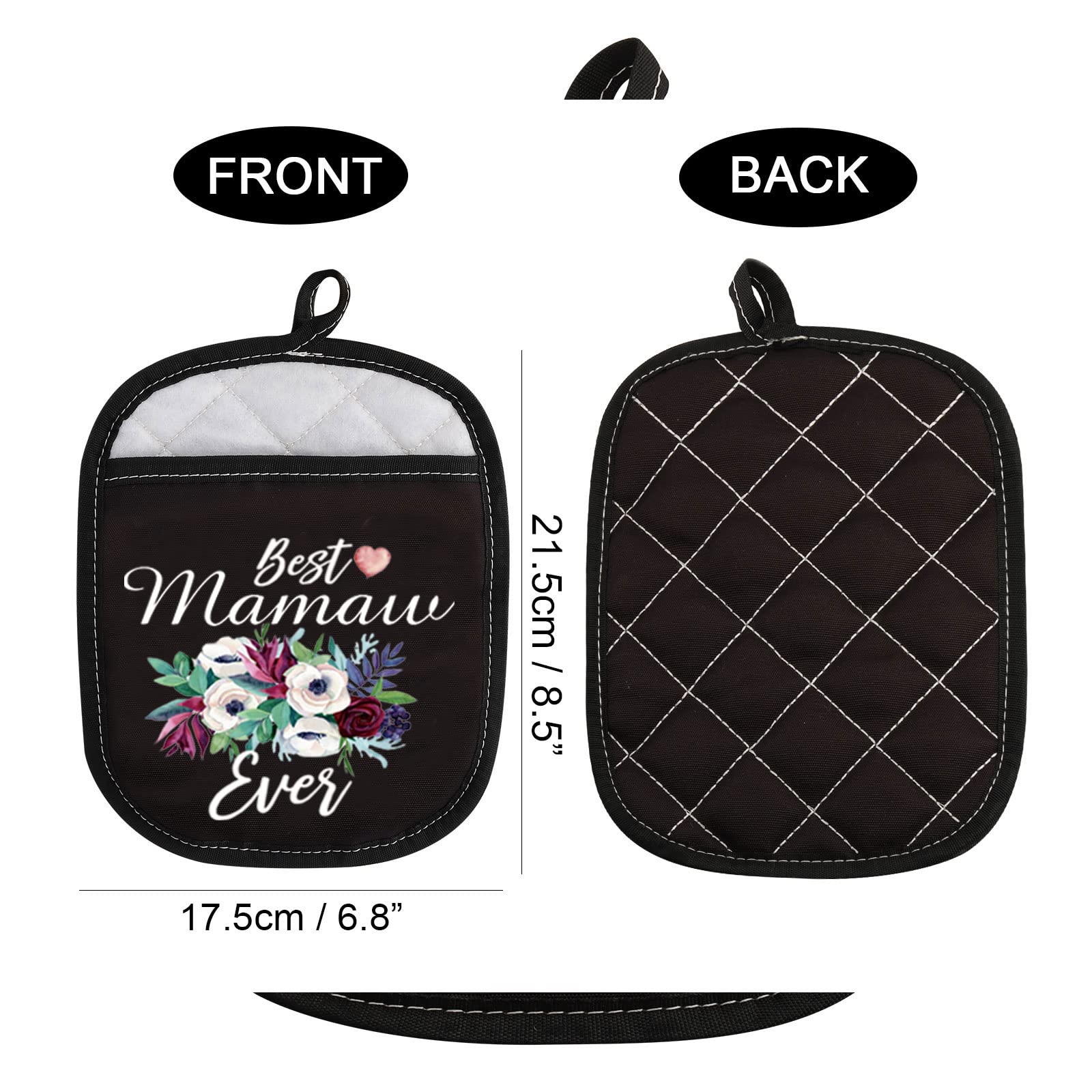 ZJXHPO Mamaw Cooking Gift Grandma Pot Holder Best Mamaw Ever Baking Hot Pads Grandma Oven Mitts Gift (Mamaw Holder)