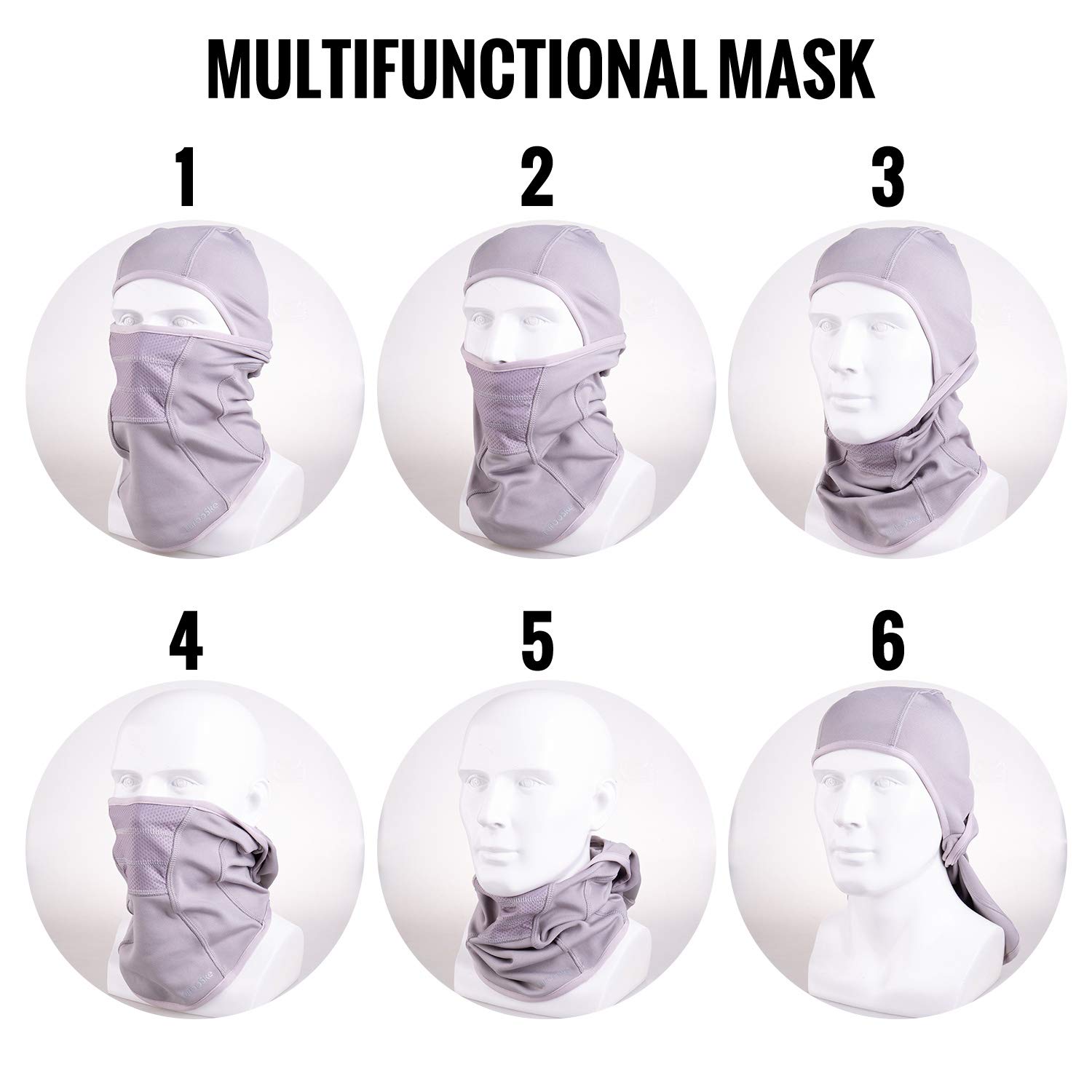 Ski Mask - Balaclava face Mask Wind Water Resistant for Cold Weather (Gray)