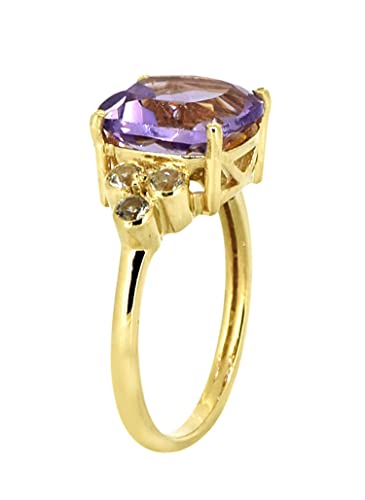 YoTreasure 18kt Gold Over Silver Amethyst Engagement Ring