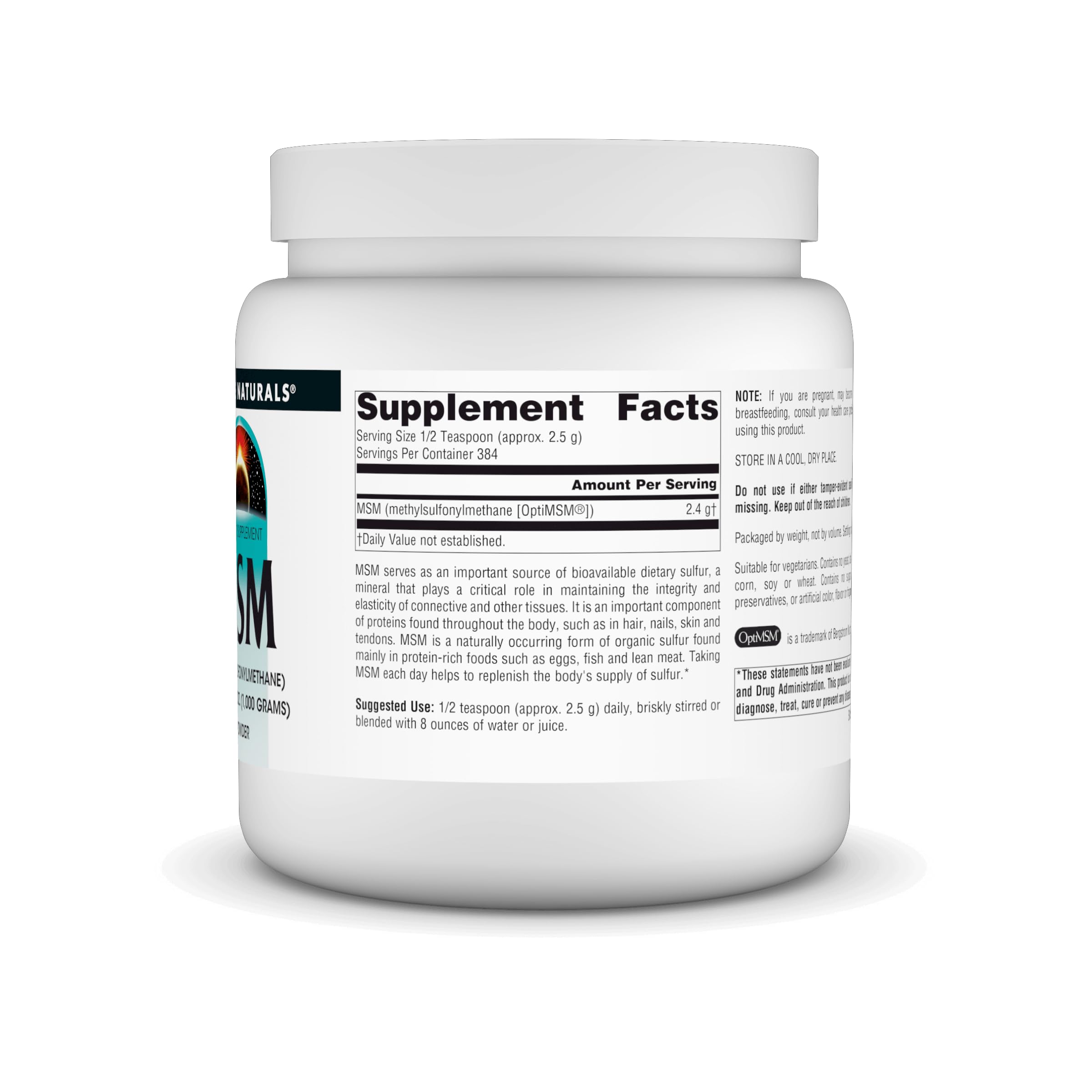 Source Naturals MSM (Methylsulfonylmethane) Net WT. 35 Ounce (1,000 GRAMS) - Powder