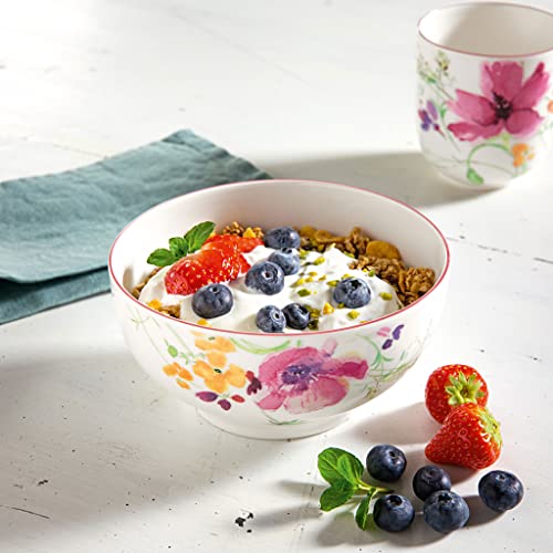 Villeroy & Boch Mariefleur Basic French Rice Bowl, 25 oz, Premium Porcelain, White/Multicolored