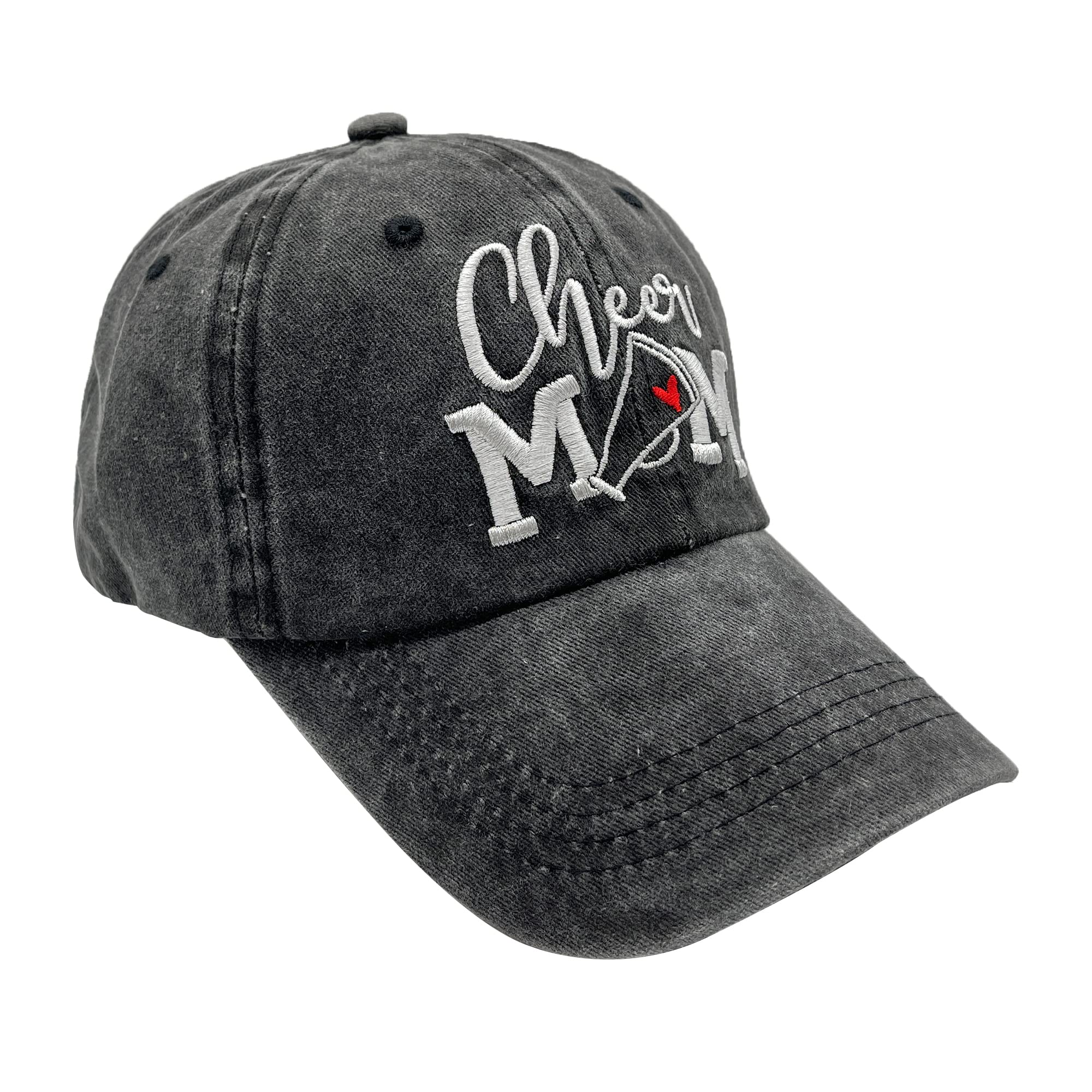 Waldeal Women's Cheer Mom Hat, Washed Adjustable Cheerleader Baseball Cap, Black