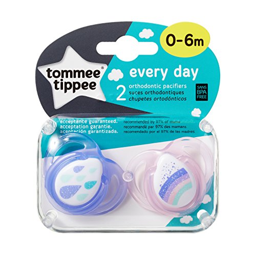 Tommee Tippee Every Day Pacifiers, Symmetrical Design, BPA-Free Silicone Binkies, 0-6m, 2-Count