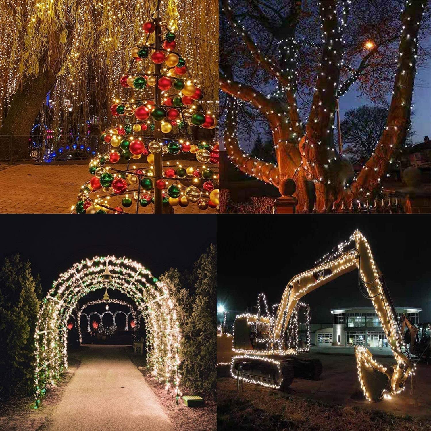 YIQU Extendable Super-Long 95FT 240 LED Christmas String Lights Outdoor/Indoor, Green Wire Christmas Tree Lights Plug in String Lights for Xmas Decorations Party Wedding Garden (Warm White)
