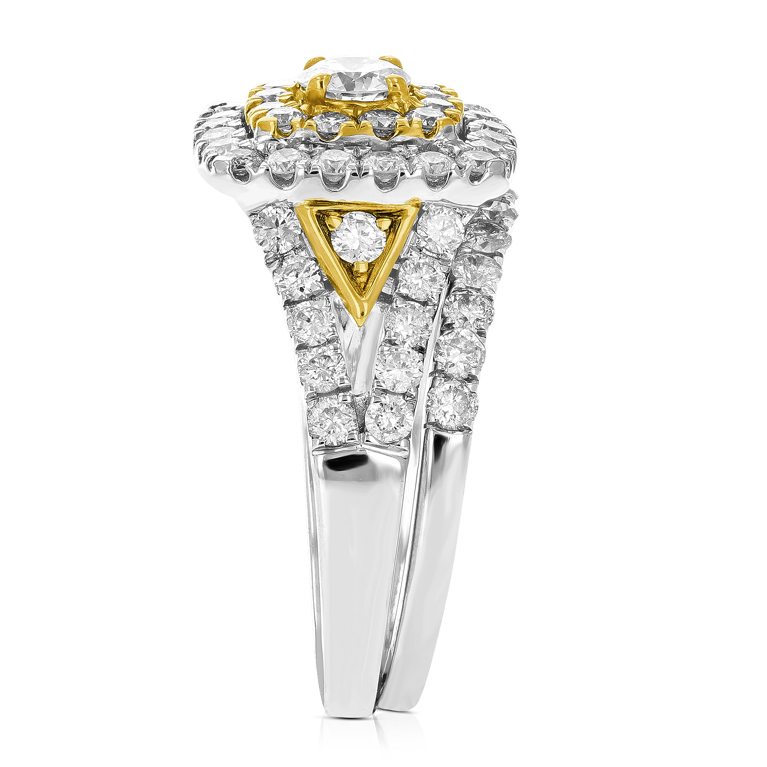 Vir Jewels 2 cttw Diamond Wedding Engagement Ring Set 14K Two Tone Gold Bridal Set Cushion Size 7