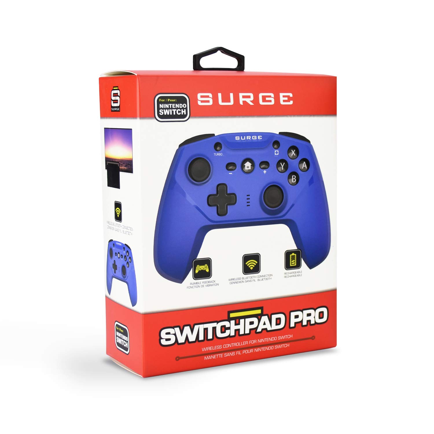 Surge Switchpad Pro Wireless Controller for Nintendo Switch, 4 Macro Buttons, Rechargeable 550mAh Battery, Motion Controls - Blue