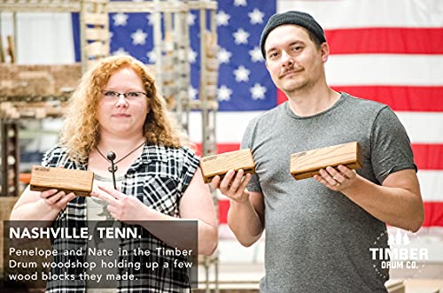 Timber Drum Co. 6" Wood Block with Mallet β Made in U.S.A. β Creates Loud and Resonant Tone from Handcrafted Solid American Hardwood, Includes Rubber Feet, Small (T4-S)