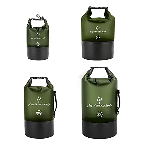 Youerle Premium Waterproof Dry Bag - Floating Sack Large Inside Pocket for Boating, Beach and Watersports - Side and Shoulder Strap – Roll Top Keeps Gear Dry. (Green, 5L)