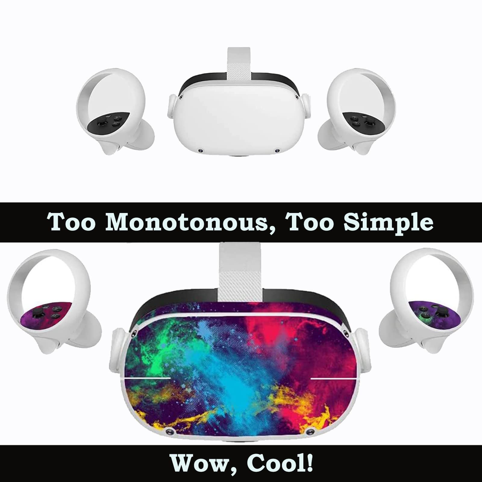 VR Skin Wrap Oculus Quest 2 Decal Skin VR Controller Stickers Vinyl Decal Stickers Skin for Oculus Quest 2 Skin Star Wars VR Headset and Controller Skin - Rainbow Color