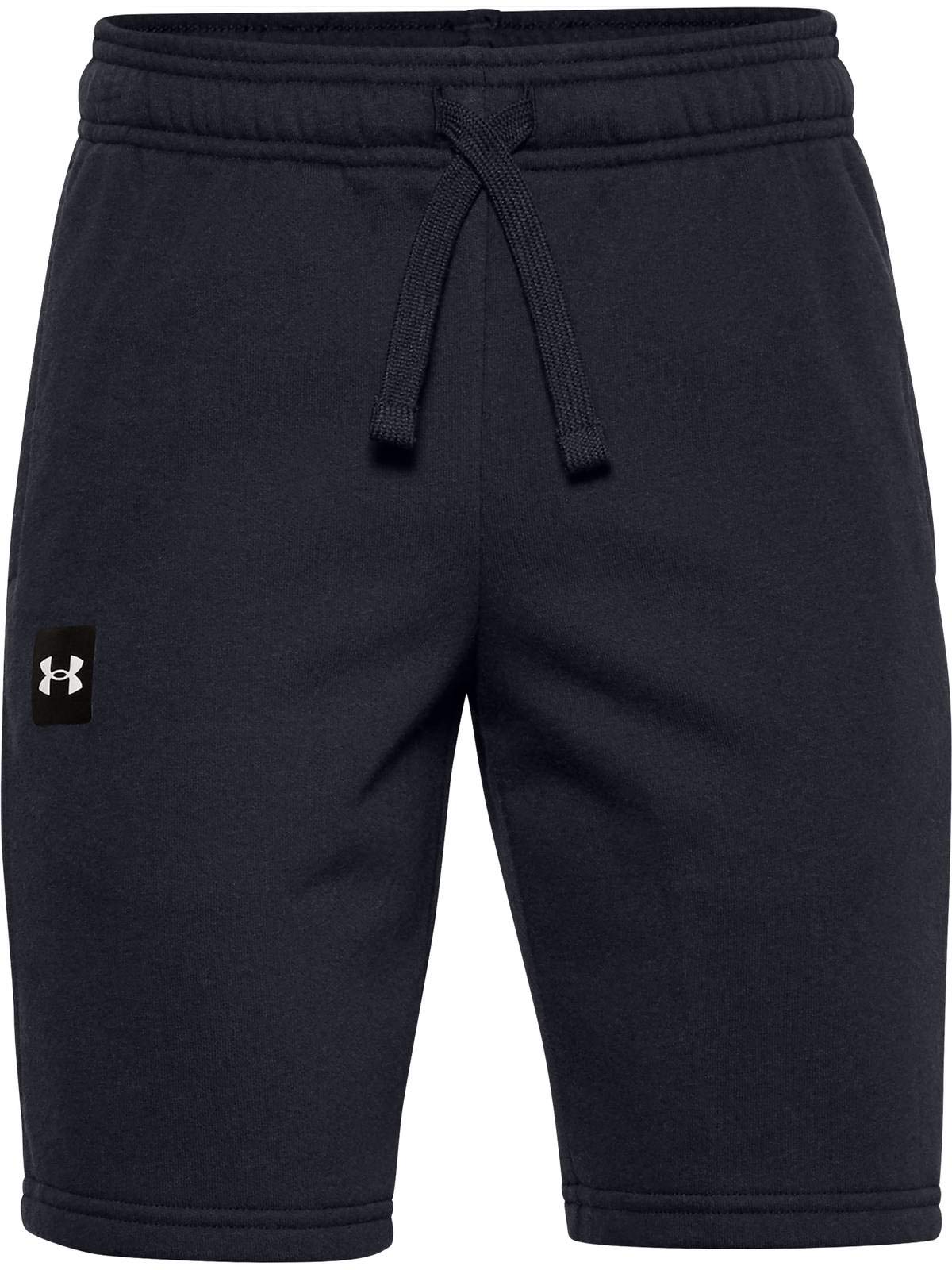Under Armour Boys' Rival Fleece Logo 2 Shorts , Black (001)/Onyx White , Youth Medium