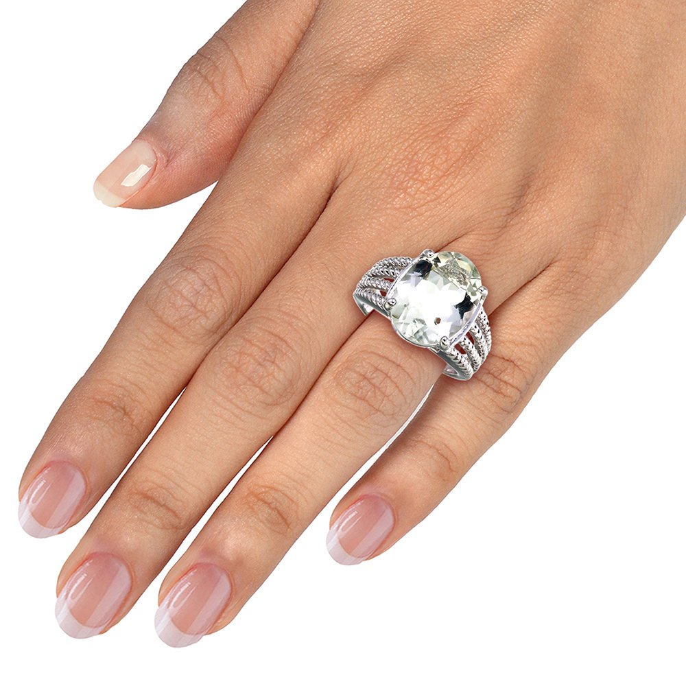 VIR JEWELS 5.50 cttw Green Amethyst Prasiolite Ring Brass with Rhodium Oval Shape 16x12 MM Size 9