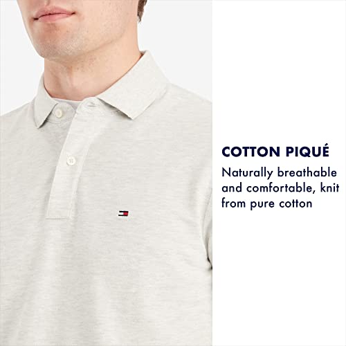 Tommy Hilfiger Men's Short Sleeve Polo Shirt in Classic Fit, White, Medium