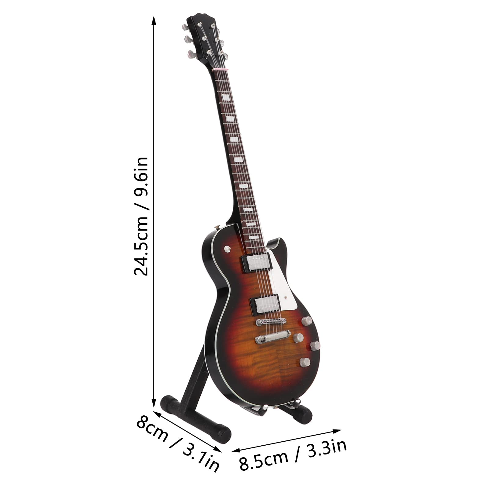 Wooden Miniature Electric Guitar with Stand and Case, Mini Musical Instrument Miniature Dollhouse Model, Exquisite and Compact, Mini Guitar Model for Home Decoration