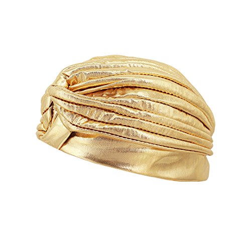 Surkat Unisex Metallic Arab India Pleated Turban Headwrap Swami Hat Costume Hat Chemo Cap(Gold)