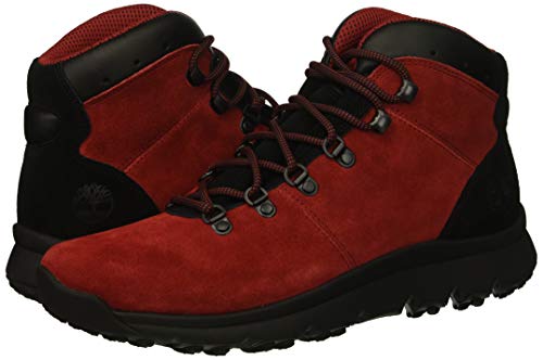 Timberland Men's World Hiker Mid Ankle Boot, red suede, 9.5 Medium US