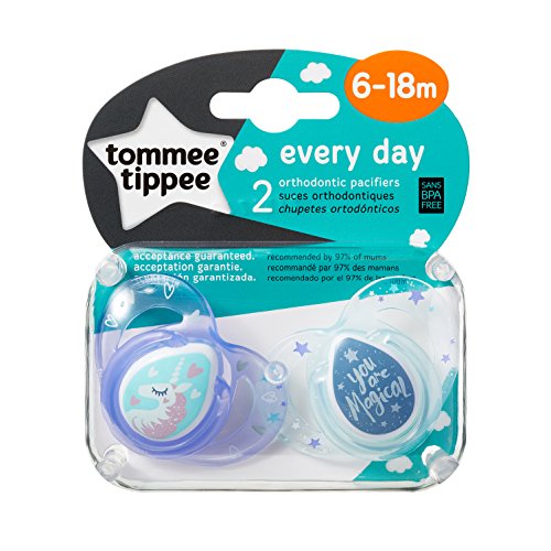 Tommee Tippee Every Day Pacifiers, Symmetrical Design, BPA-Free Silicone Binkies, 6-18m, 2-Count