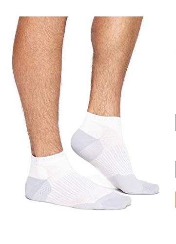 Tommie Copper Men's Performance Compression Ankle Socks, White, 9-11.5