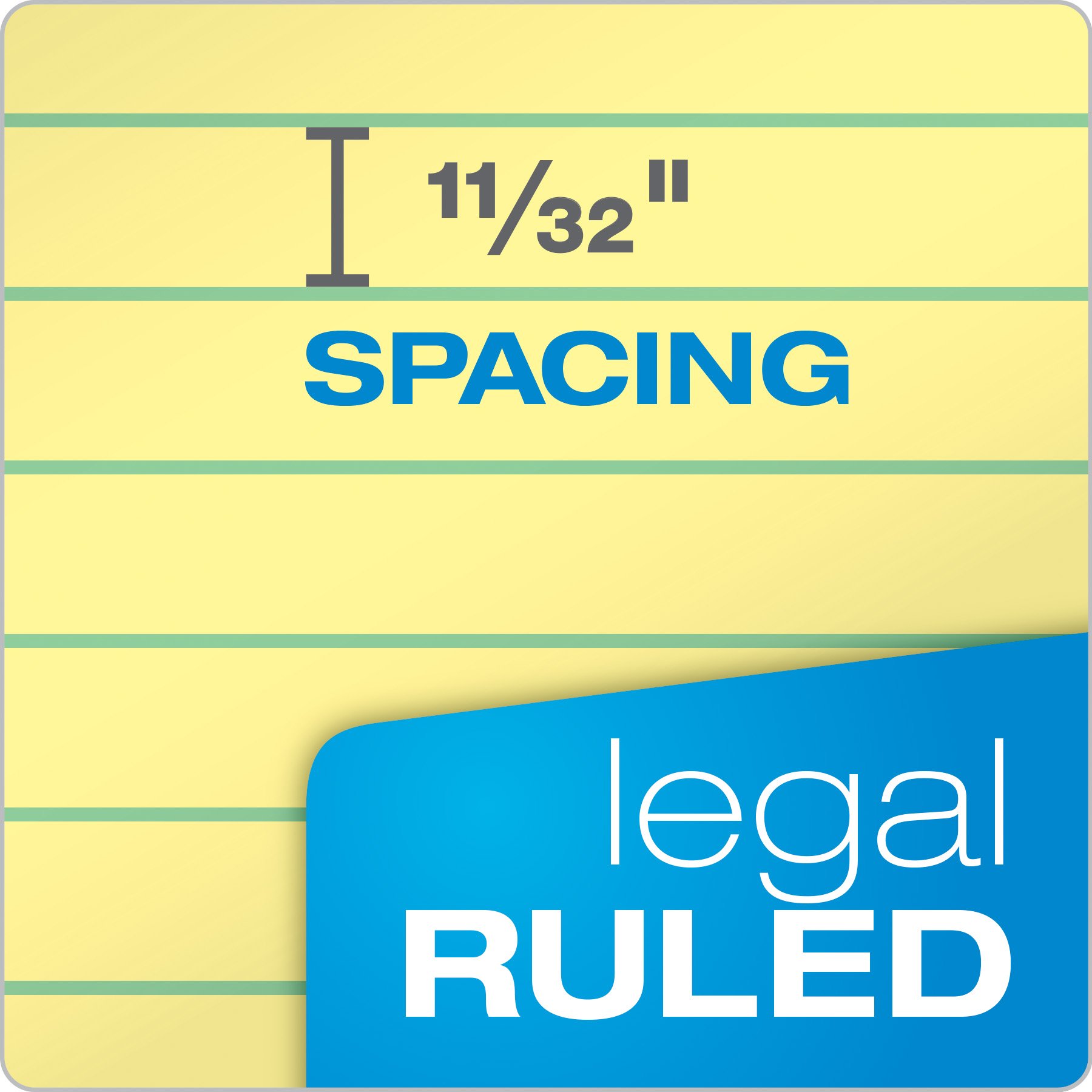 TOPS The Legal Pad Plus Writing Pads, Glue-Top, 8-1/2" x 11", Legal Rule, Canary Paper, 50 Sheets, 12 Pack (71522)