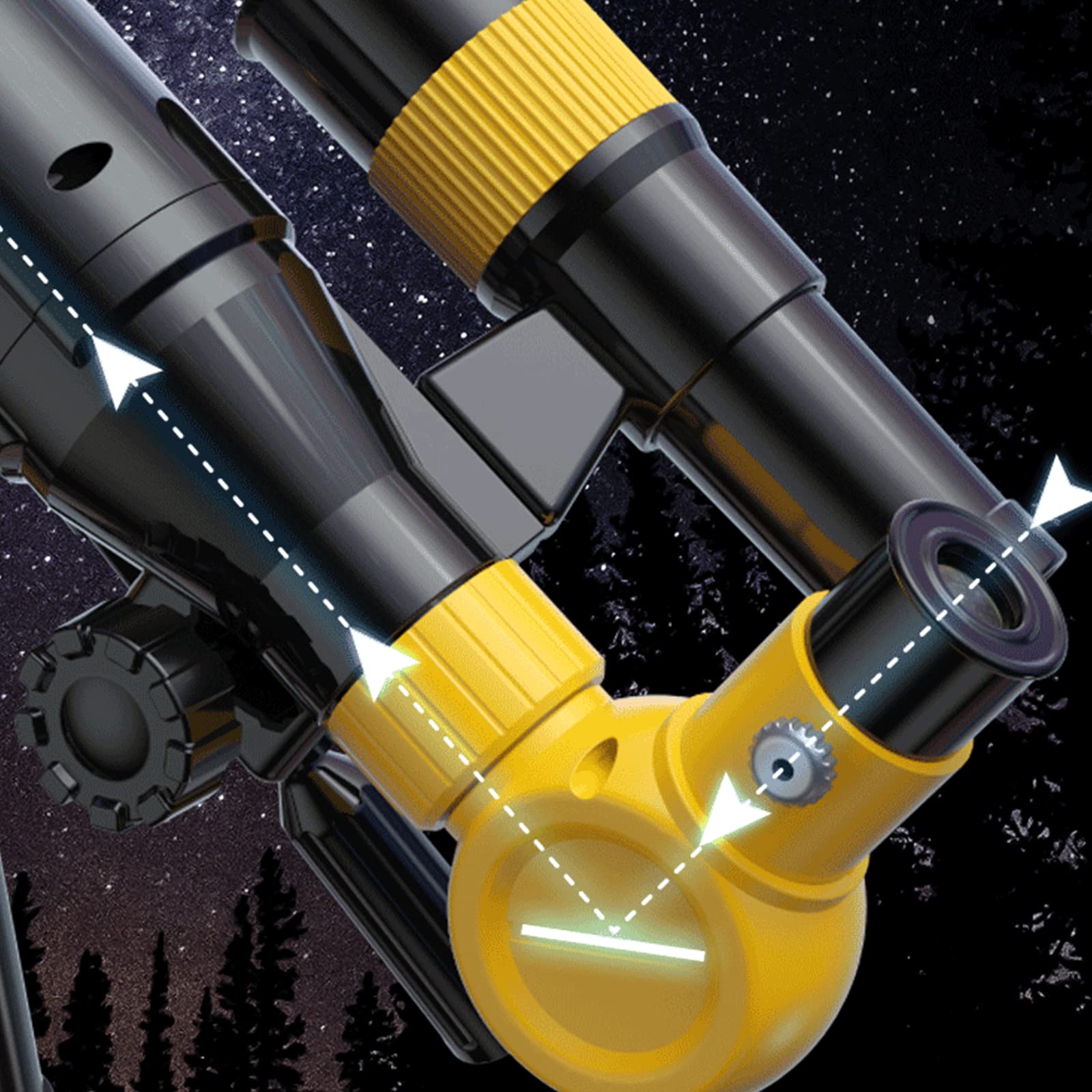 Timisea Telescope for Kids & Beginners, for a Young Astronomer,Portable Refractor Telescope with Tabletop Tripod and 3 Eyepieces, Explore Moon Space, Watch Night-Sky (White)