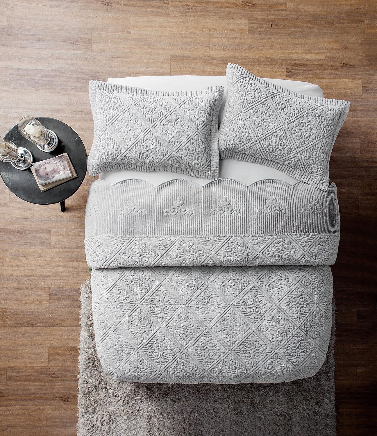 VCNY Home - Twin Size Bedding, Soft Plush Bedspread with Matching Sham, Embossed Inspired Room Decor (Westland Grey, 2-Piece)