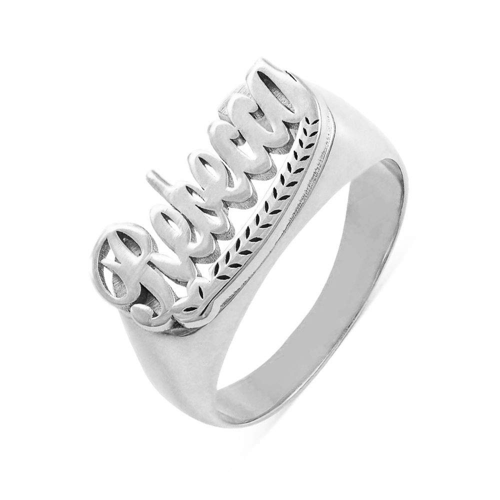 VENACOLY Personalized Nameplate Ring Custom Name Rings for Women Men (Plated Copper)