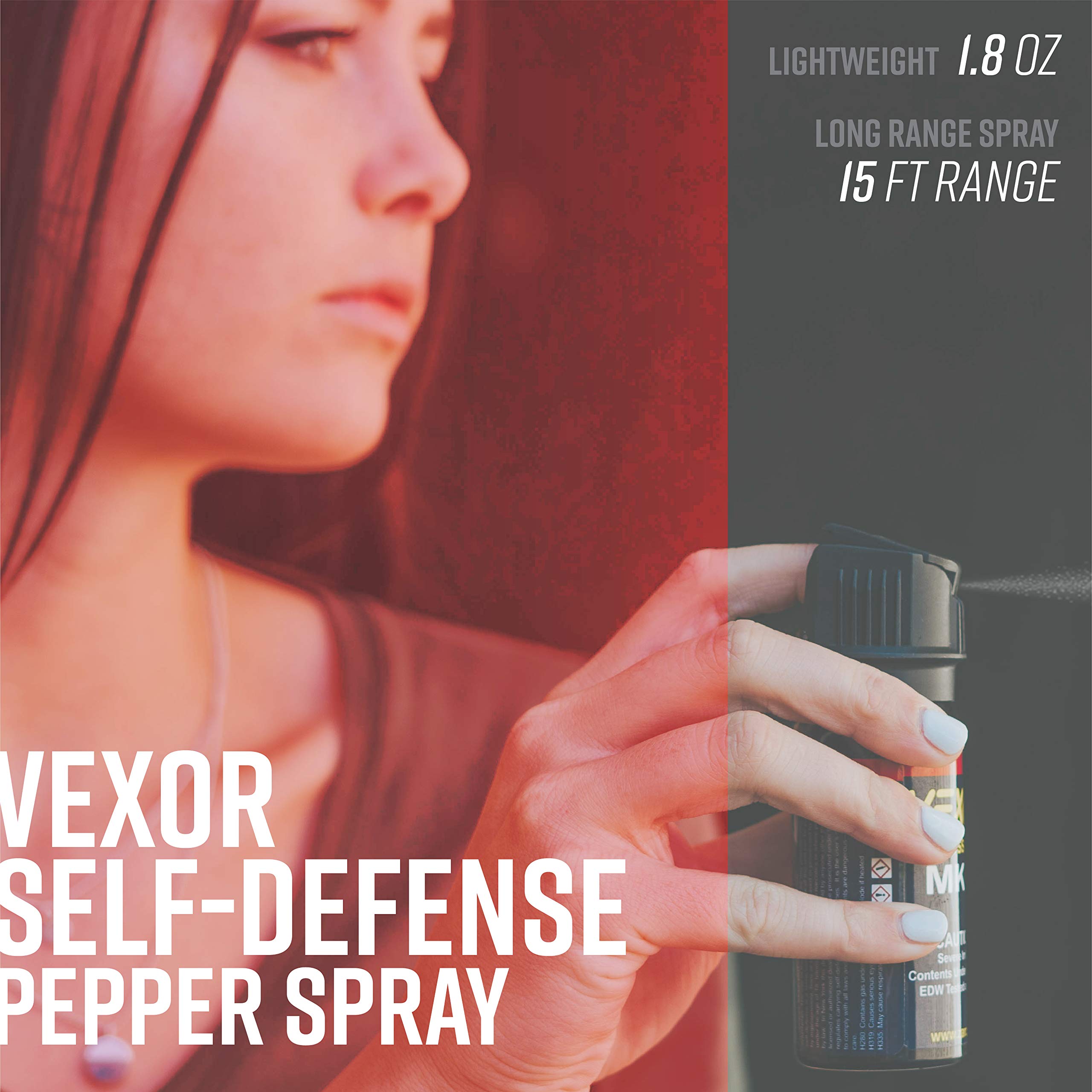 Vexor Pepper Spray w/Holster for self defense - 3 Pack, Maximum Police Strength, 20-foot range, Full Axis (360°) capability, Flip Top safety for Quick and Accurate Aim, Protection for Women and Men