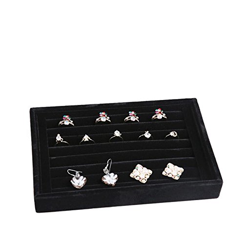Yosoo Jewelry Ring Earrings Display Box Cufflinks Storage Tray Case Holder Organizer (Black) Jewelry Ring Insert Jewelry Box Ring Holder Inserts