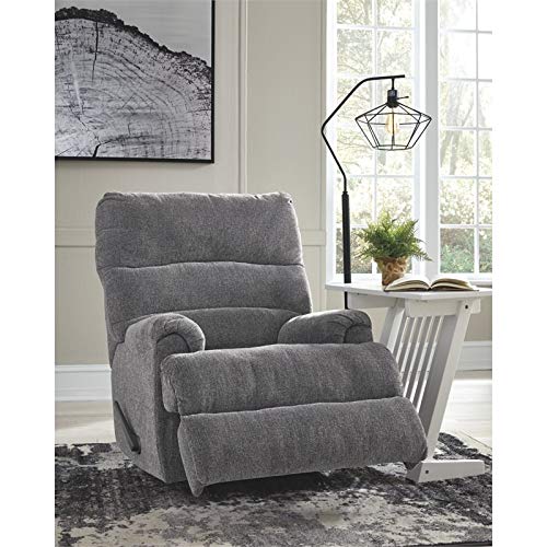 Signature Design by Ashley Man Fort Traditional Rocker Recliner, Dark Gray