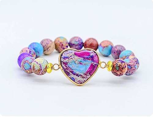 ZOSOJONA Women Wrap Bracelet Boho Natural Jasper Crystal Stone Beads Strand Bracelets (Imperial Jasper)