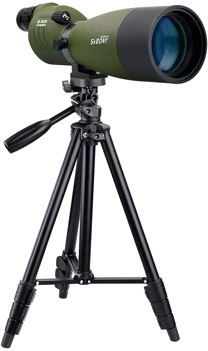 SVBONY SV17 25-75x70mm Spotting Scope Straight Waterproof Spotting Scope for Camping Hunting Bird Watching