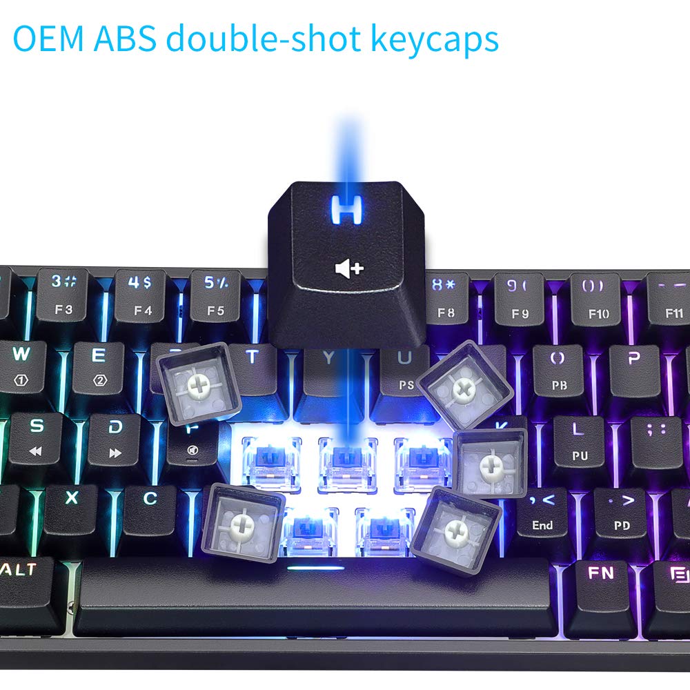 YUNZII SK64 64 Keys Hot Swappable Optical Mechanical Keyboard with ABS Shine-Through Keycaps, RGB Backlit, Programmable for Win/Mac/Gaming (Gateron Optical Red, Black)