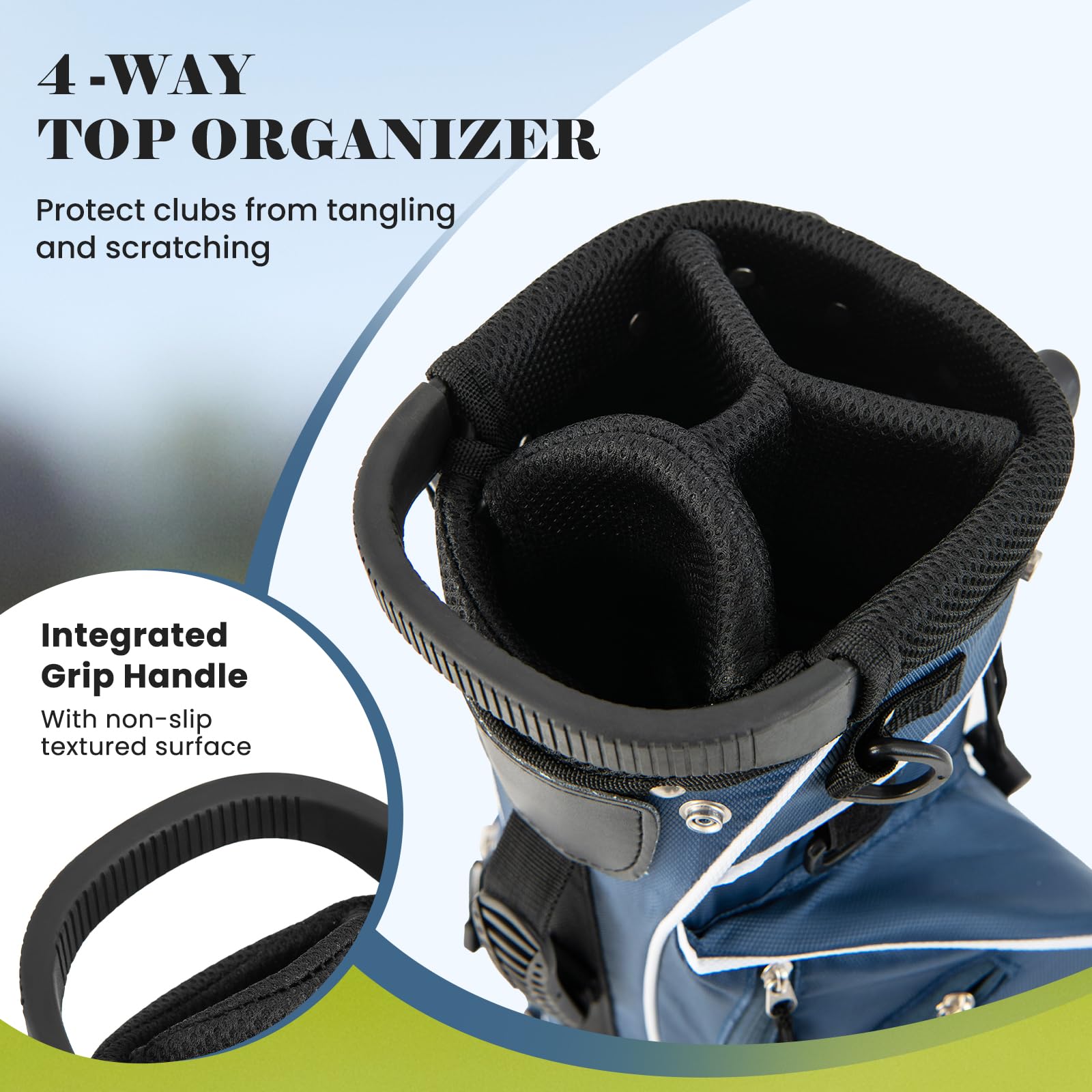 Tangkula Golf Stand Bag Lightweight Organized Golf Bag Easy Carry Shoulder Bag with 4 Way Dividers and 4 Pockets for Extra Storage Sunday Golf Bag, Blue