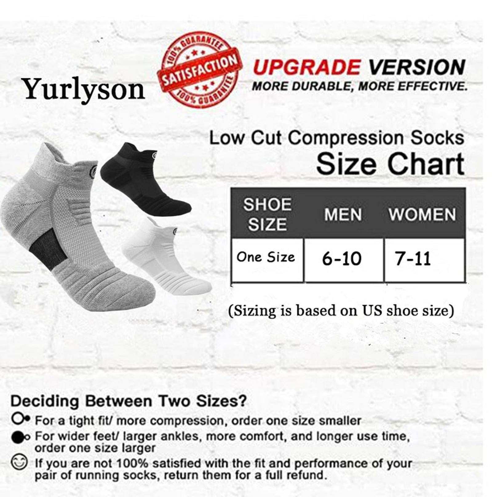 Yurlyson Men's Ankle Socks with Cushion, Sport Athletic Running Socks Black One Size