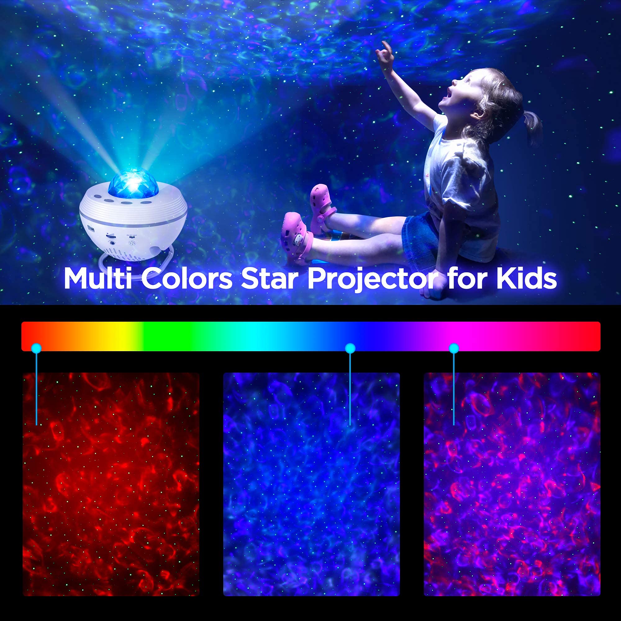 Star Projector & Night Light Projector, Galaxy Light Projector for Bedroom,Kids, Starry Light Projector with Smart App & Alexa, 10 Lighting Modes, Bluetooth, Remote, Sound-Activated and Auto-Off Timer