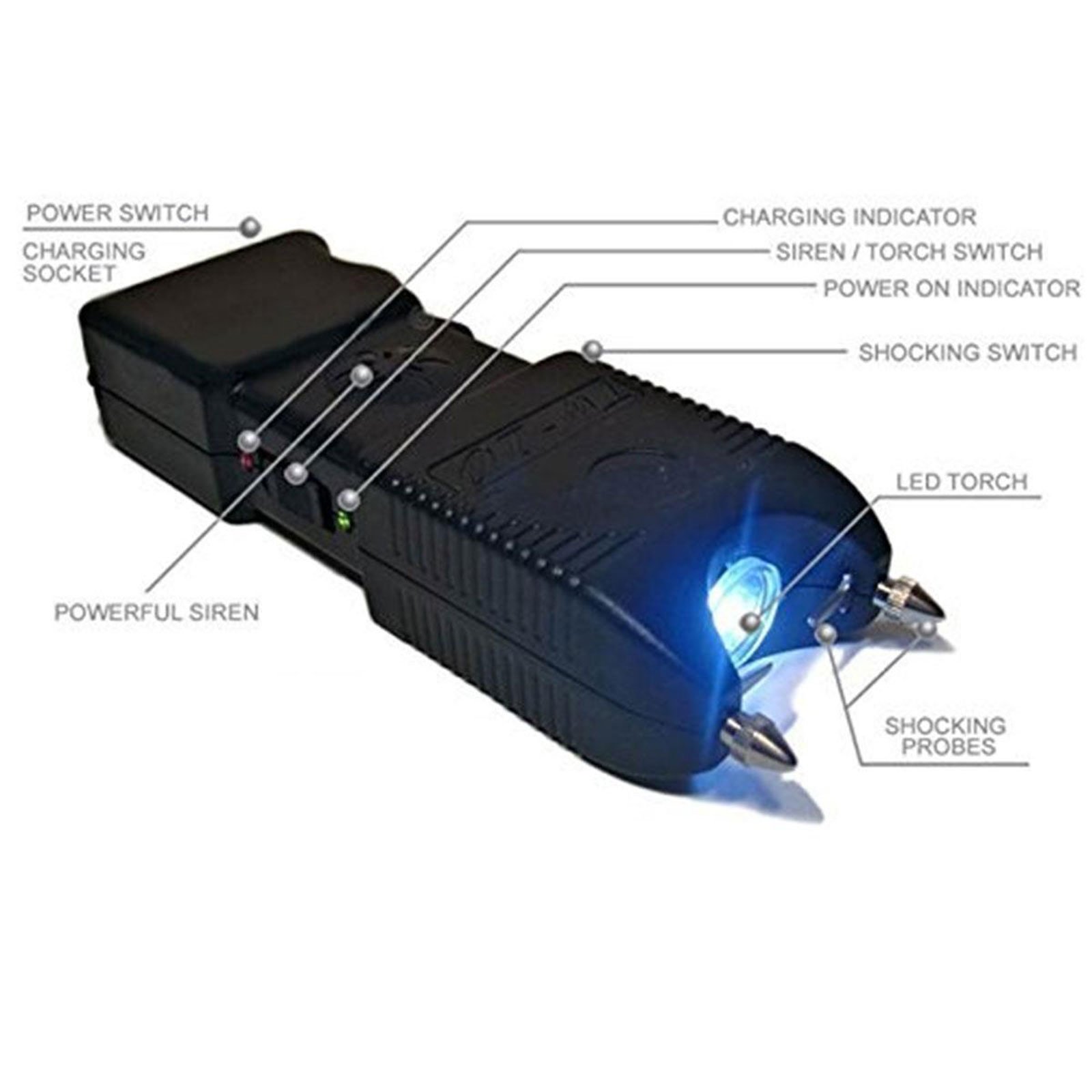 Terminator SGTA - 980,000,000 Stun Gun - Super Powerful Bright Durable Flashlight Rechargeable Stun Gun with Siren